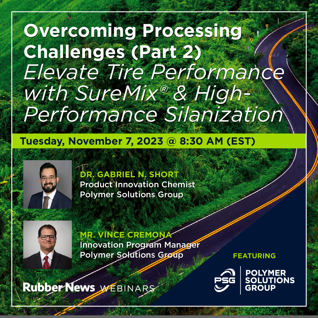 PSG Unveils Part Two of Webinar Series for Rubber & Tire - Press Release